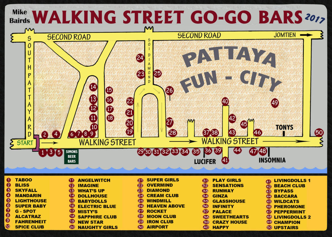 Map Go Go Bars Walking Street Pattaya